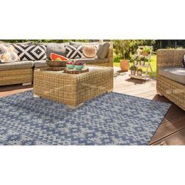 Kayoom Teppich &raquo;Sunny 210&laquo; rechteckig 8 mm H&ouml;he Besonders pflegeleicht. Im Innen- und Au&szlig;enbereich verwendbar. blau Polyester B : 160cm 1 Stk., 8mm, L: 230cm