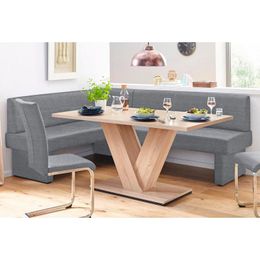 Home Affaire Eckbank &raquo;Nils&laquo; Sitz und R&uuml;cken gepolstert, verschiedene Qualit&auml;ten grau Holzwerkstoff, Massivholz, Polyester B/H/T: 222cm x 89cm x 162cm,