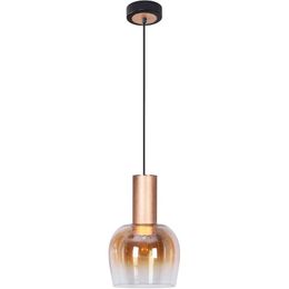 N&auml;ve n&auml;ve Pendelleuchte &raquo;Funda&laquo; E27 1 Stk. 1flg., Glas in amber D: 23,5cm, Zuleitung 150cm schwarz, E27 exkl. LM beige 1, &Oslash; 23,5cm H: 150cm, 1 Stk.