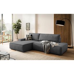 OTTO home Ecksofa &raquo;SHERWOOD Leinenoptik Schlafsofa in L-Form offen (275cm)&laquo; Schlaffunktion und Bettkasten, Kedernaht, hoher Sitz- & Liegekomfort grau 