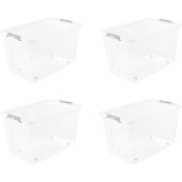 keeeper Aufbewahrungsbox &raquo;Clipbox Leo (Set 4 St.) 56 L, 59 x 38 x 35,5 cm&laquo; Schanierclips, Doppel&ouml;ffnung, 90&deg; drehbare R&auml;der, fixierbarer Deckel 