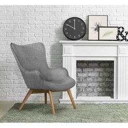 Home Affaire Sessel &raquo;Nicko&laquo; wahlweise mit und ohne Hocker grau 100% Polyester Struktur fein, ohne Hocker, B/H/T: 71cm x 96cm x 86cm