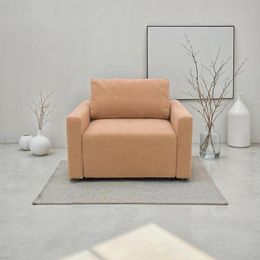 DOMO collection Sessel &raquo;Sintra ausklappbar zur Schlaffunktion, mit R&uuml;ckenkissen&laquo; Feinstruktur, lachs rot 100% Polyester Feinstruktur, B/H/T: 106cm x 