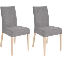 Home Affaire 4-Fu&szlig;stuhl &raquo;Umag&laquo; (Set) 2 Stk.Sitz und R&uuml;cken gepolstert grau Massivholz, Polyester B/H/T: 46,5cm x 94cm x 59,5cm, 2 Stk., Microfaser