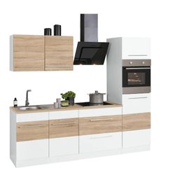 KOCHSTATION K&uuml;chenzeile &raquo;KS-Trient&laquo; Breite 240 cm, wahlweise mit E-Ger&auml;ten, mit Arbeitsplatte wei&szlig; B/H/T: 240cm x 60cm,mit E-Ger&auml;ten