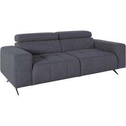 DOMO collection 2-Sitzer &raquo;Trento, mit Kufenfu&szlig; oder Einzelfu&szlig;&laquo; whlw. verstellbare Kopfteile, passend f&uuml;r g&auml;ngige Saugroboter grau 92% Polyester, 8% 