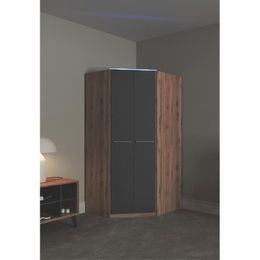 Priess Eckkleiderschrank &raquo;Barcelona Kleiderschrank Eckl&ouml;sung Raumwunder&laquo; in 2 Tiefen Schrank Eckschrank Garderobe schwarz Holzwerkstoff B/H/T: 95cm x 