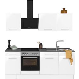 Wiho-K&uuml;chen wiho K&uuml;chen K&uuml;chenzeile &raquo;Ela, Breite 220 cm&laquo; Soft-Close-Funktion, h&ouml;henverstellbare F&uuml;&szlig;e, mit E-Ger&auml;ten wei&szlig; B/H/T: 220cm x 60cm