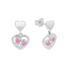 Prinzessin Lillifee Damen Paar Ohrh&auml;nger &raquo;Herzen/Schmetterling-Optik&laquo; mit Zirkonia (synth.) silber Silber 925 (Sterlingsilber)