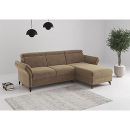 Sit & More sit&more Ecksofa &raquo;Glendale, L-Form&laquo; inkl. Kopfteilverstellung, wahlweise mit Vorziehsitz und Bettkasten braun 100% Polyester B/H/T: 253cm x 84cm x 
