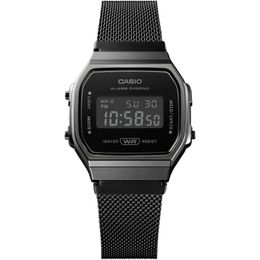 CASIO VINTAGE Damen CASIO VINTAGE Chronograph Quarzuhr, Armbanduhr,Damenuhr, Herrenuhr, Digitaluhr, Edelstahlarmband schwarz Einheitsgr&ouml;&szlig;e