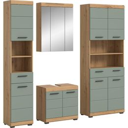 Welltime Badm&ouml;bel-Set &raquo;SIENA, 4 teilig, bestehend aus:&laquo; Set, TOPSELLER!, 4 Stk. tlg. gr&uuml;n Holzwerkstoff, MDF B/H/T: 186cmcm x 191cmcm x 34cmcm