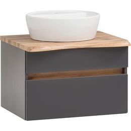 Welltime Waschbeckenschrank &raquo;Lienz&laquo; grau MDF grafitgrau, B/H/T: 60cm x 54,5cm x 47cm, Schubladen: 1 Stk.