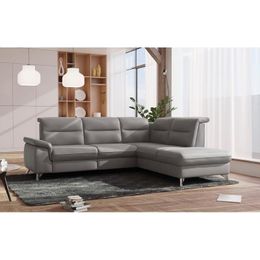 Sit & More sit&more Ecksofa &raquo;Astoria L-Form&laquo; wahlweise mit motorischer Relaxfunktion grau 20000 B/H/T: 256cm x 91cm x 225cm, Luxus-Microfaser ALTARA NUBUCK , 