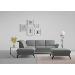 Sit & More sit&more Ecksofa &raquo;Fashion L-Form&laquo; wahlweise mit Kopfteilverstellung und Vorziehsitz, motorisch grau B/H/T: 250cm x 84cm x 207cm, Chenille, Ottomane 
