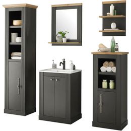 OTTO home Badm&ouml;bel-Set &raquo;WESTMINSTER, Bad im Landhausstil, 5-teiliges Badezimmer&laquo; 5 Stk. tlg. grau B/H/T: 200cmcm x 203cmcm x 46cmcm
