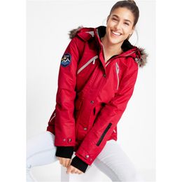 bonprix Damen bonprix Funktionsjacke &raquo;wasserdichte Funktions-Jacke&laquo; mit Kapuze Regular Fit, wasserdicht, mit abnehmbarer Kapuze mit Fellimitat rot 38