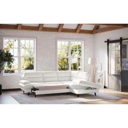 COTTA Ecksofa &raquo;Pike L-Form, B: 266 cm&laquo; optional Schlaffunktion & Bettkasten wei&szlig; GEDECKTES RINDSLEDER B/H/T: 266cm x 90cm x 217cm, Leder PAMPAS, 