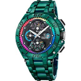 Festina Herren Chronograph &raquo;Chrono Bike Special Edition&laquo; Quarzuhr, Armbanduhr, Herrenuhr, Edelstahlarmband gr&uuml;n Einheitsgr&ouml;&szlig;e