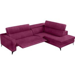 Egoitaliano Ecksofa &raquo;Edith, Designsofa mit hohem Sitzkomfort, Breite 269cm, L-Form&laquo; inkl. elektrischer Relaxfunktion und manuell verstellbaren Kopfteilen pink B/H