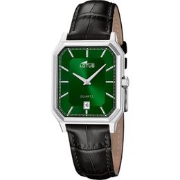 Lotus Herren Quarzuhr &raquo;Square Series&laquo; Armbanduhr, Herrenuhr, Lederarmband, analog, Tag gr&uuml;n Einheitsgr&ouml;&szlig;e
