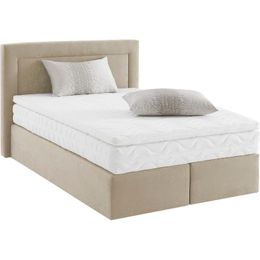 Westfalia Schlafkomfort Boxspringbett wahlweise mit Bettkasten und Topper beige Microvelours Ohne Topper, ohne Bettkasten, Liegefl&auml;che B/L: 140cm x 200cm, H2 + H2, Bonnell-