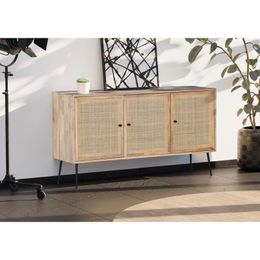 GUTMANN FACTORY Sideboard Kommode, Breite 145 cm beige B/H/T: 145cm x 80cm x 42cm, Mango Rattan, 3 Stk.