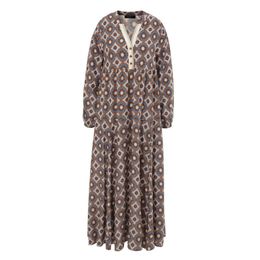 Aniston CASUAL Maxikleid in hellbraun-wollwei&szlig;-petrol-braun | Gr.: 46