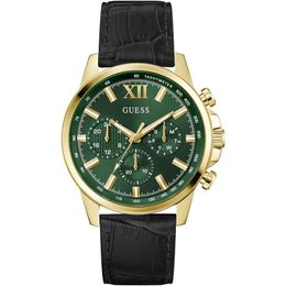 Guess Herren Multifunktionsuhr &raquo;WALKER&laquo; Quarzuhr, Armbanduhr, Herrenuhr, Datum, Wochentag, Lederarmband schwarz Einheitsgr&ouml;&szlig;e