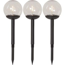 Parforce Traditional Hunting LED Solarleuchte &raquo;Solar-Wegleuchte Globe&laquo; LED-Board 3 Stk. Warmwei&szlig; 3er-Set, transparente Kugeln, D&auml;mmerungssensor schwarz 3, &Oslash; 10cm H: 25cm, 3 Stk.