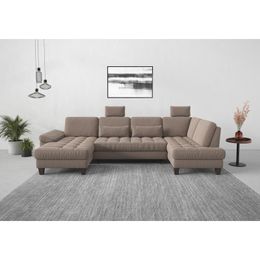 Sit & More sit&more Wohnlandschaft &raquo;Westham U-Form&laquo; wahlweise mit Schlaffunktion, Bettkasten, Sitztiefenverstellung grau 90% Polyester 10%Polyamid B/H/T: 338cm x