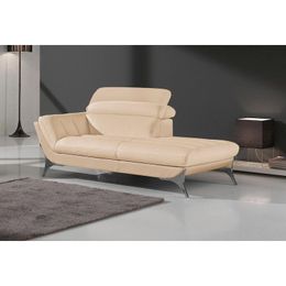 Egoitaliano Recamiere &raquo;Sueli, extravagantes Design und erstklassiger Sitzkomfort&laquo; Solit&auml;rm&ouml;bel, hochwertiger Lederbezug, inklusive Kopfteilverstellung beige Leder