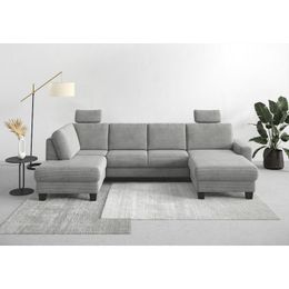Home Affaire Wohnlandschaft &raquo;Summer U-Form&laquo; mit oder ohne Schlaffunktion und Bettkasten, wengefarbene Holzf&uuml;&szlig;e silber 100% Polyester B/H/T: 314cm x 