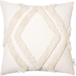 Tom Tailor HOME Dekokissen &raquo;Fluffy Rhomus&laquo; mit aufgesetzten, fluffigen Rautenmotiv, Kissenh&uuml;lle ohne F&uuml;llung beige Baumwolle, Polyester B/L: 45cm x 