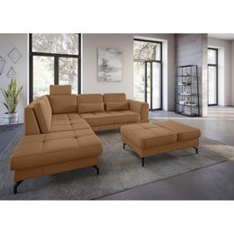 Sit & More sit&more Ecksofa &raquo;Bendigo L-Form&laquo; inklusive Sitztiefenverstellung, Bodenfreiheit 12 cm, in 2 Fu&szlig;farben braun B/H/T: 258cm x 84cm x 226cm, NaturLEDER ,