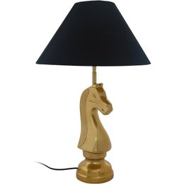 Kayoom Tischleuchte &raquo;Shah&laquo; E27 1 Stk. Tischlampe mit dekorativem Schah-Pferd-Sockel aus Metall, Stoffschirm schwarz 1, &Oslash; 40cm H: 62cm, 1 Stk.