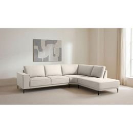 OTTO home Ecksofa &raquo;Casina&laquo; mit abgerundeter Ottomane, in einem weichen Chenille-Stoff beige 100% Polyester B/H/T: 287cm x 85cm x 239cm, Webstoff, 
