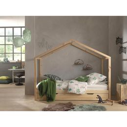 Vipack Hausbett &raquo;Dallas&laquo; Made in Europe, wahlweise mit Bettschublade oder Textilhimmel, Ausf. natur oder wei&szlig; beige Boden Bettschublade Hartfaser Liegefl&auml;che