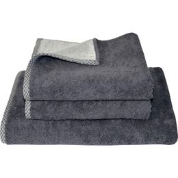 Dyckhoff Handtuch Set &raquo;Golden Shades Rhomb&laquo; Set 3 Stk. Walkfrottier 2 Handt&uuml;cher (50x100cm), 1 Duschtuch (70x140cm) grau Walkfrottier, Obermaterial: 100% 