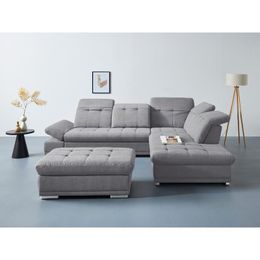 COTTA Ecksofa &raquo;Holiday L-Form mit Sitztiefen-, Armteil- und Kopfteilverstellung&laquo; wahlweise mit Schlaffunktion & Bettkasten grau 100% Polyester B/H/T: 