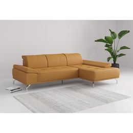 OTTO home Ecksofa &raquo;Caluna&laquo; Inkl.Sitztiefenverstellung, wahlweise mit Kopf- und Armteilverstellung gelb B/H/T: 280cm x 81cm x 174cm, NaturLEDER Stoff, 