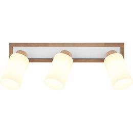 Globo LIGHTING Deckenstrahler &raquo;ROWENA&laquo; E27 1 Stk. Flexibler Strahler, drehbar, Holz & Metall, klassisch modern wei&szlig; 3, &Oslash; 9,5cm H: 22cm, 1 Stk.
