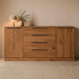 borchardt M&ouml;bel borchardt M&ouml;bel Sideboard &raquo;Tom, moderne Kommode mit dunklen Metallgriffen&laquo; 166cm, 2 T&uuml;ren 4 Schubf&auml;cher, variable Einlegeb&ouml;den, viel Stauraum braun 