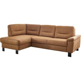 Die PlanBar Ecksofa &raquo;PP-PF23172 L-Form, Breite 244 cm&laquo; Eckgarnitur mit besonders kleinem Stellma&szlig; ca. 160 x 244 cm braun 100% Polyester B/H/T: 244cm x