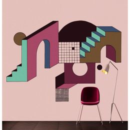 Livingwalls living walls Fototapete &raquo;Walls by Patel Freetown&laquo; glatt Vlies, Wand rosa Vlies B/L: 4m x 2,7m
