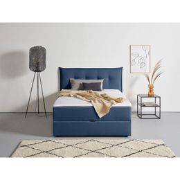 Home Affaire Boxbett &raquo;Kederleicht&laquo; inklusive Bettkasten & Topper, in 4 Breiten und 2 H&auml;rtegraden blau Struktur, Liegefl&auml;che B/L: 140cm x 200cm, H2 + 