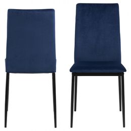 ACTONA GROUP Esszimmerstuhl &raquo;Demina&laquo; (Set) 4 Stk.in Samtvelours oder Kunstleder blau B/H/T: 43,5cm x 92cm x 53cm, 4 Stk., Stoff dunkelblau