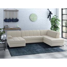 Home Affaire Wohnlandschaft &raquo;Balme, moderne Formensprache, zeitloses Design, U-Form&laquo; Inkl. Zierkissen, wahlweise mit Bettfunktion beige 95% Polyester,