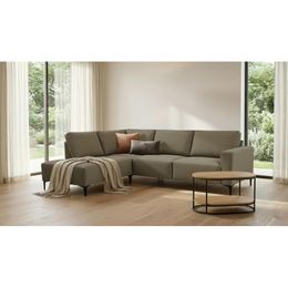 OTTO home Ecksofa &raquo;Tournon, L-Form, Breite 256 cm, Webstoff, Chenille&laquo; Designsofa im nordischen Stil, Wellenunterfederung, Metallf&uuml;&szlig;e gr&uuml;n 100% 