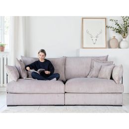 Home Affaire Big-Sofa &raquo;Casa XL, B: 190 cm&laquo; 4 Zierkissen, Mega-Sofa, in Cord oder Chenille-Struktur, Federkern beige 100% Polyester B/H/T: 190cm x 